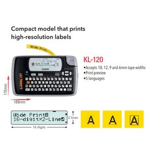 Casio Label It KL-130 18mm 2-Line Compact Label Printer(1 years warranty)/Casio KL-120 Label ...