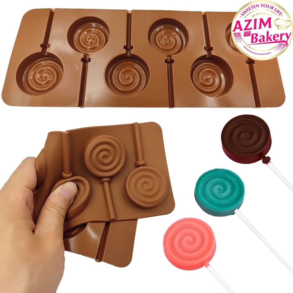 Swirl Silicone Lollipop Mold 6 Cavity, Lollipop Mould, Acuan Lolipop ...