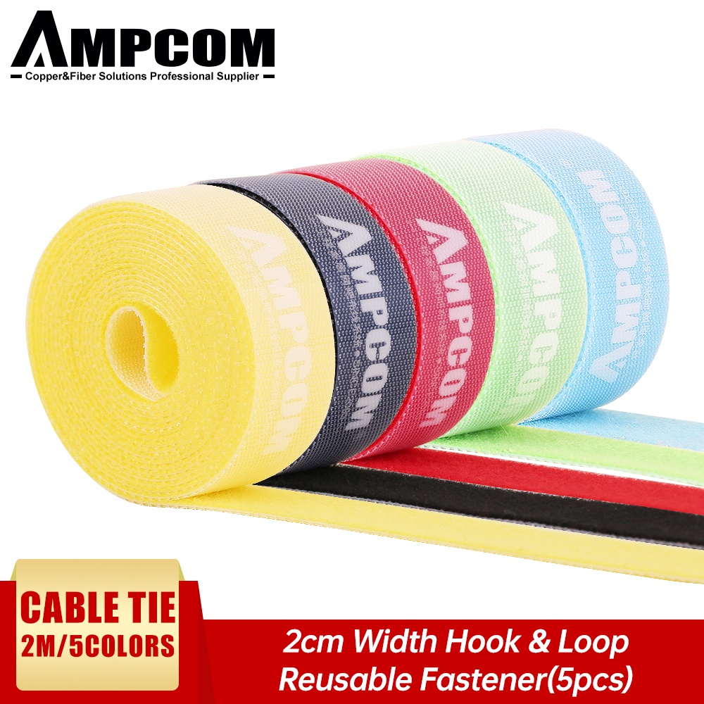 AMPCOM Hook and Loop Nylon USB Cable Organizer Wire Winder Clip Color ...