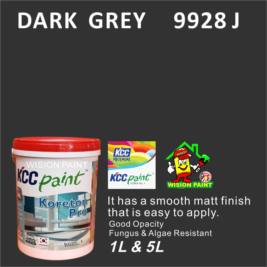DARK GREY 9928 J ( 1L ) KCC PAINT INTERIOR KORETON PRO PROFESSIONAL ...