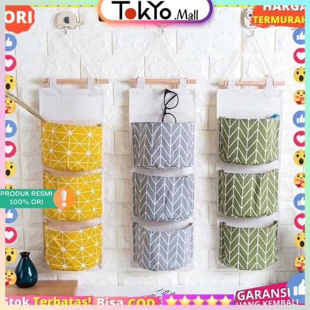 PERALATAN Organizer 3 Dividers Storage Pouch Korean Hanging Storage ...