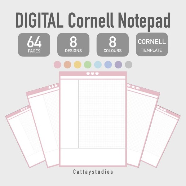 [DIGITAL NOTEPAD] Digital Cornell Note-taking Template with 8 different ...