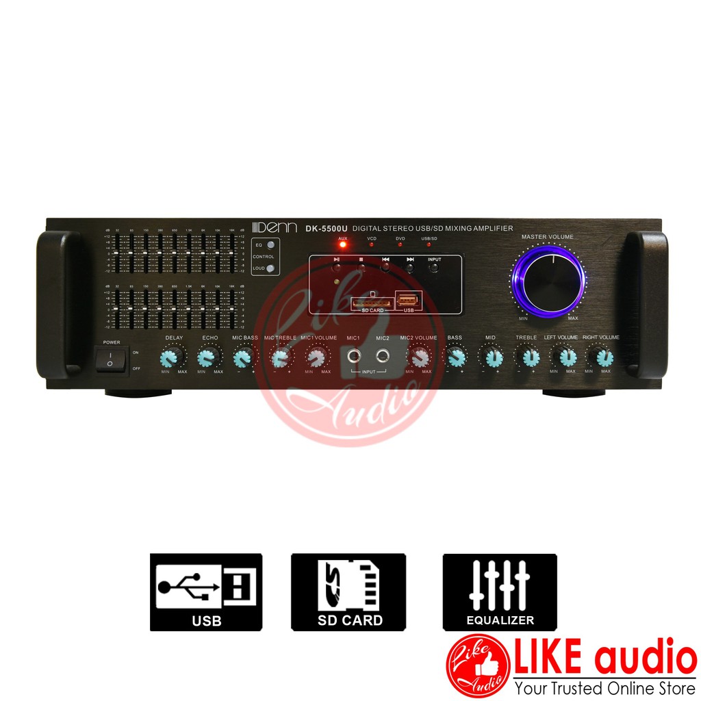 DENN DK-5500B Digital Stereo Mixing Amplifier (USB/BT/SD) | Shopee Malaysia