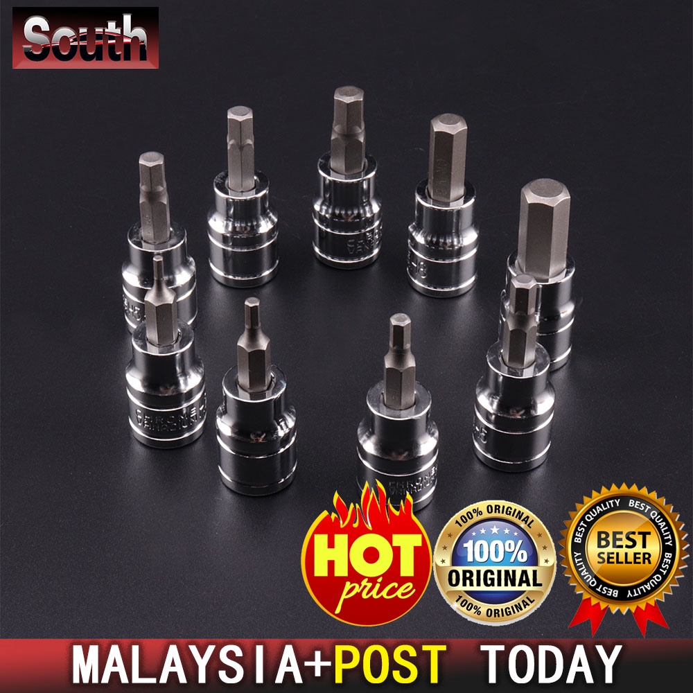 9Pcs 3/8 DR Pressure Sleeve Tool Set Hex Metric Hex / Allen Key Sockets ...