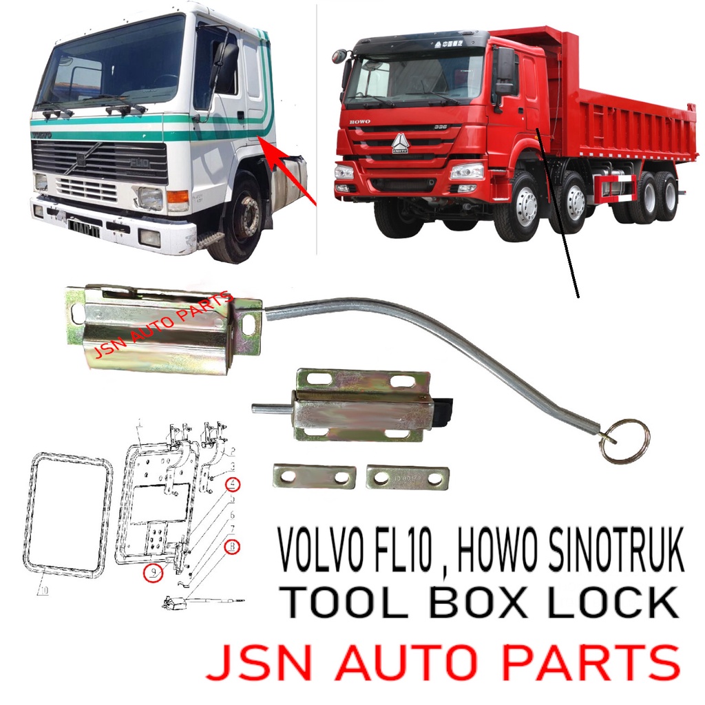 J08S14 TOOL BOX LOCK VOLVO FL10 , HOWO SINOTRUK LORRY TRUCK | Shopee ...