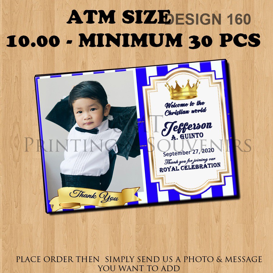 ATM Size Personalized Ref Magnets Princess Prince Birthday Baptism ...