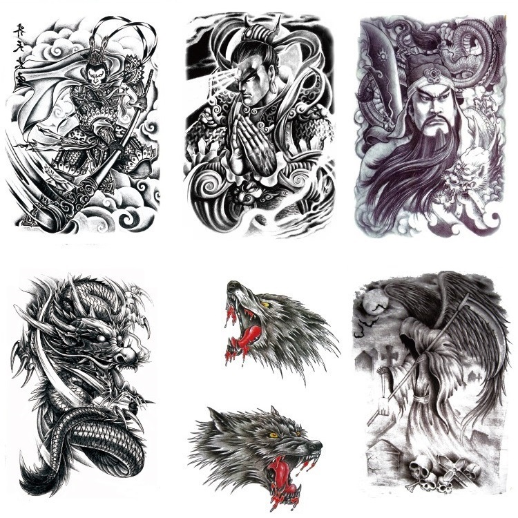 Guan Gong waterproof Chinese style Temporary Tattoo Stickers For Men ...