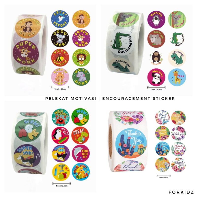 Pelekat Motivasi 💯 Round Sticker Labels Roll 500pcs Reward ...
