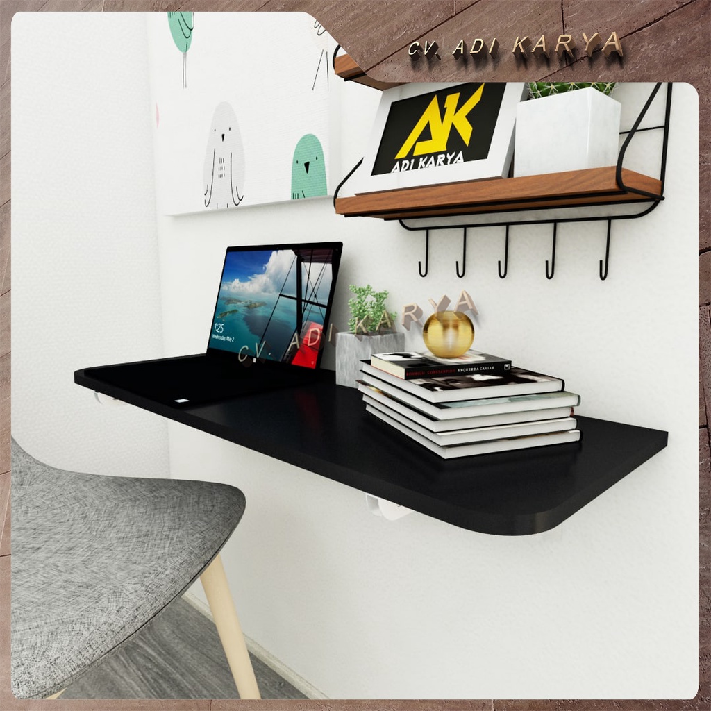 Folding Wall Table 80 x 30 Work Study Table Wall Mounted Shelf Iron ...