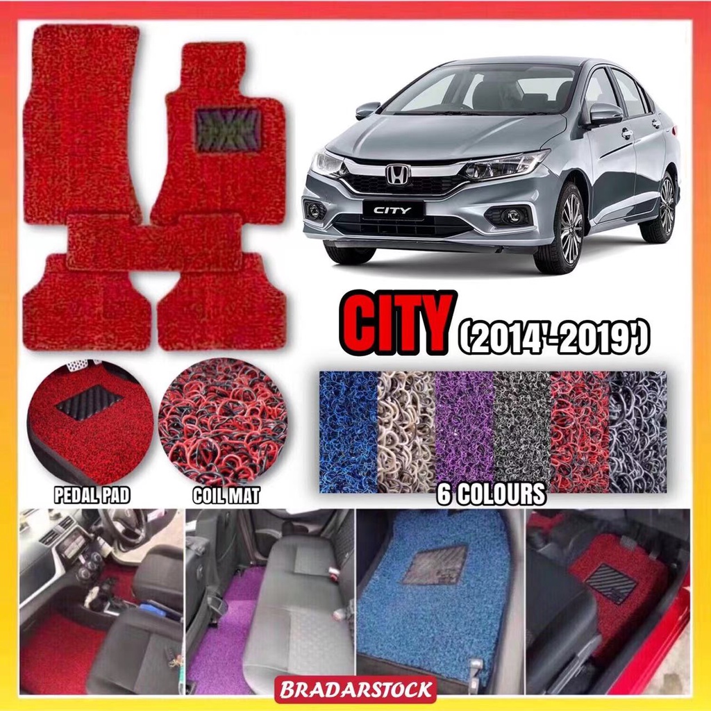 5Pcs/Set Carpet Honda City Years 2014~2019 12MM & 18MM Anti Slip Coil ...