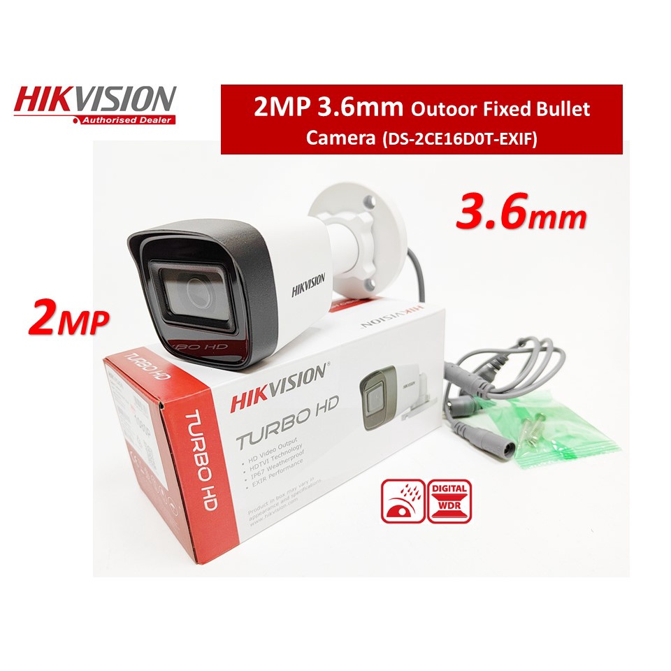 HIKVISION 2MP Bullet Camera (DS-2CE16D0T-EXIF) 2MP 2.8mm / 3.6mm Full ...