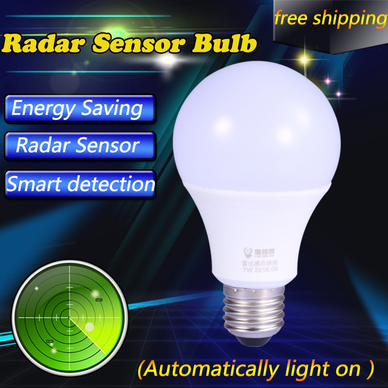 E27 Radar Sensor Bulb Light Smart Wireless PIR Motion LED Lamp 7W 9W ...