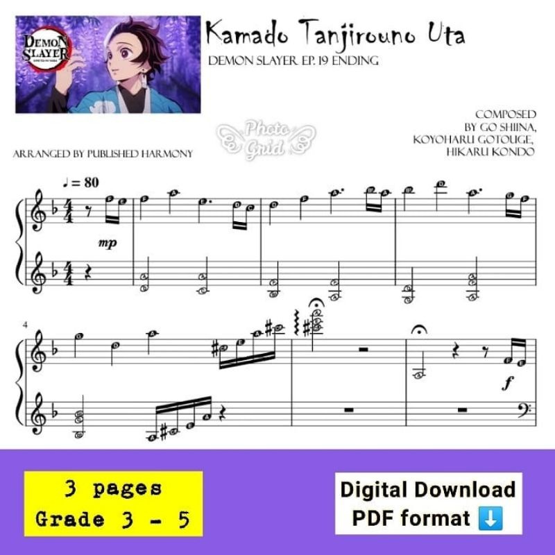 Self-learning Piano "KAMADO TANJIROU NO UTA" (Demon Slayer) Piano Solo ...