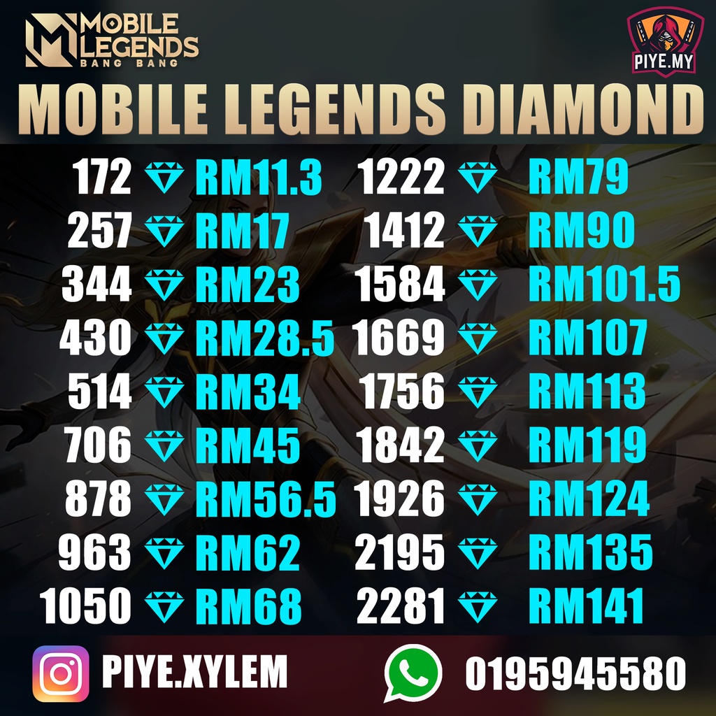 MLBB DIAMOND MURAH | MOBILE LEGEND DIAMOND | Shopee Malaysia