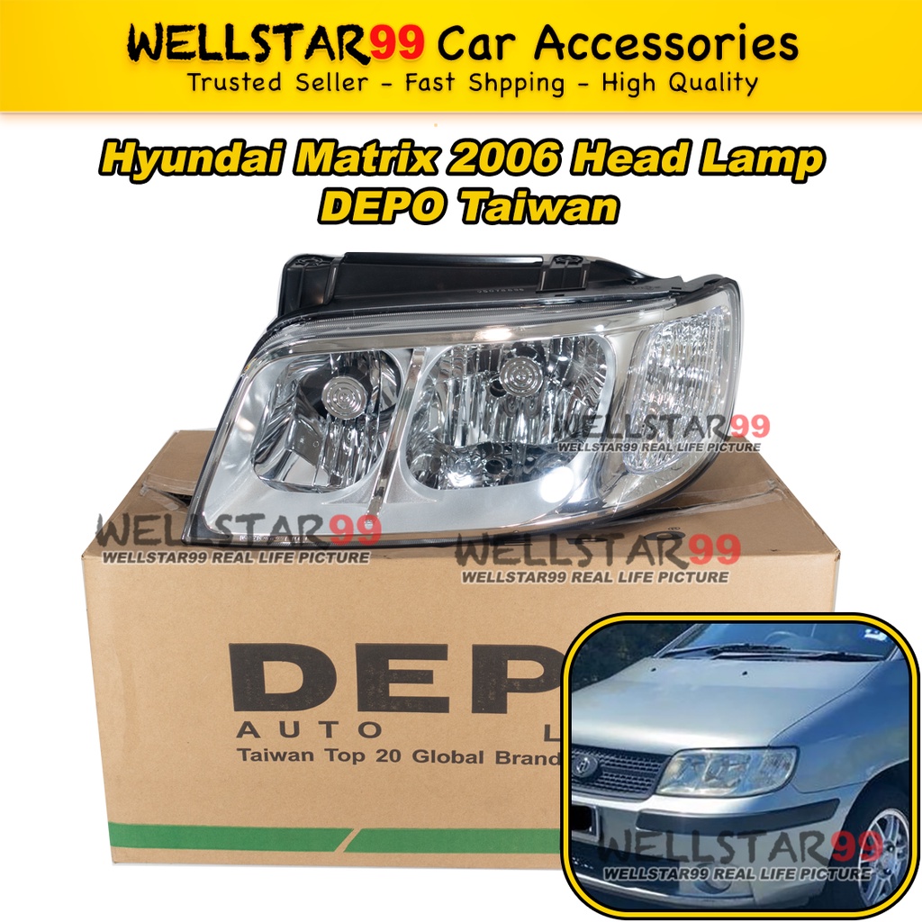 DEPO Taiwan Hyundai Matrix 2006 Head Lamp Lampu Depan 车头灯 | Shopee Malaysia