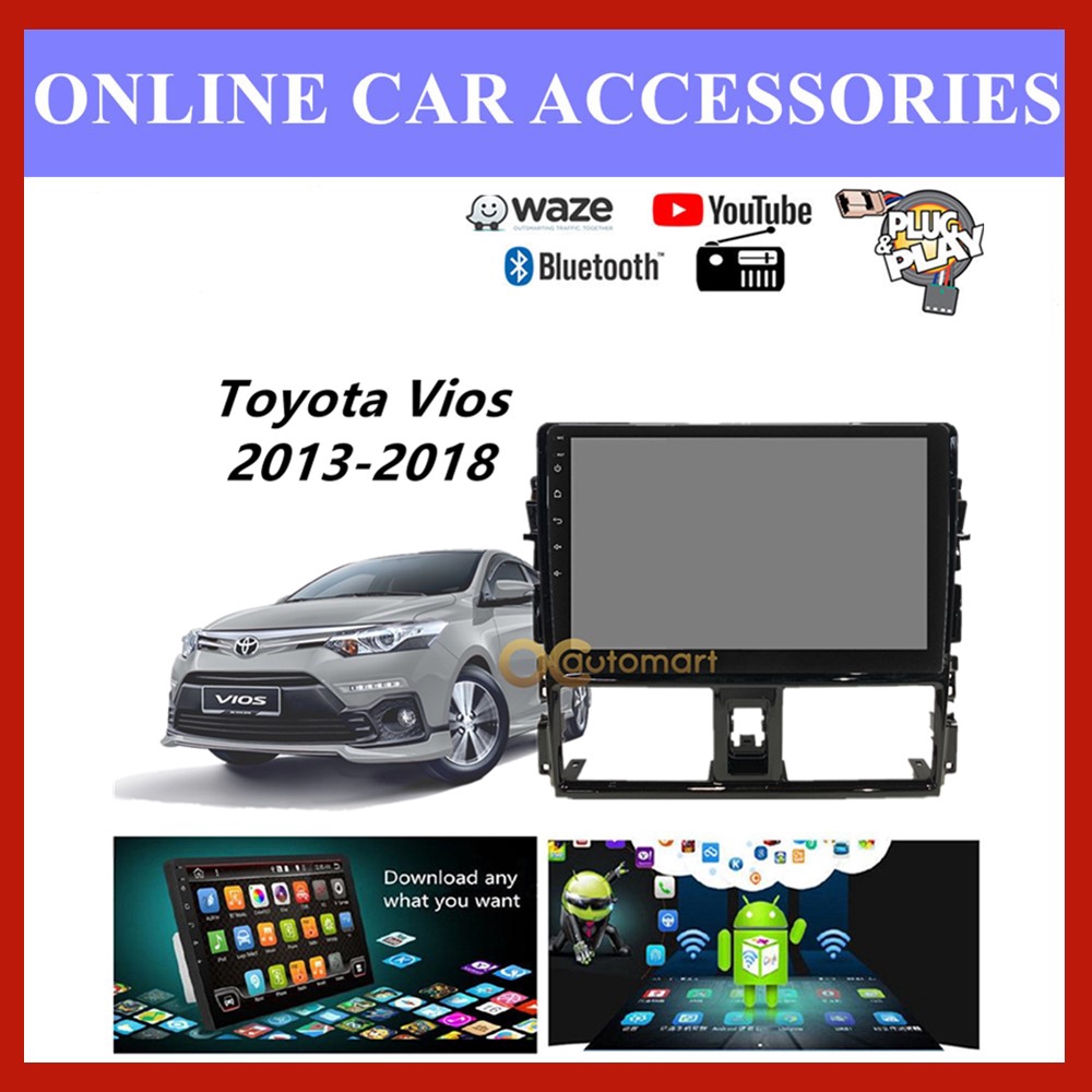 Toyota Vios 2014-2018 Big Screen 10.1"" Plug and Play OEM Android ...