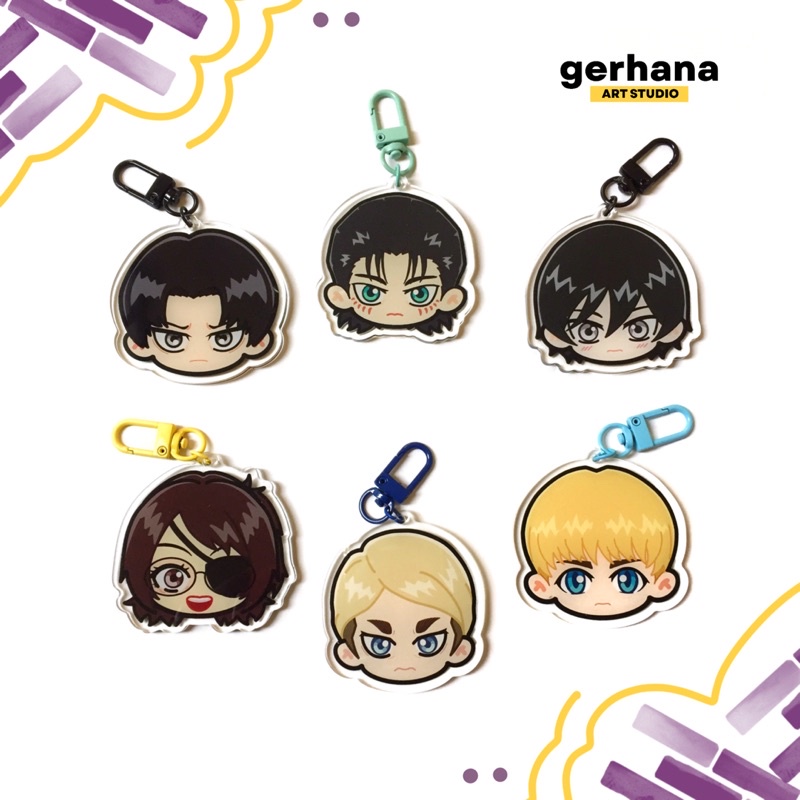 Attack On Titan Chibi Acrylic Keychain | Levi Erwin Hange Mikasa Eren ...