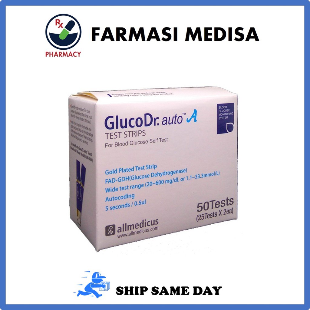 GlucoDr. auto A Blood Glucose Test Strip 50s Strip Cek Gula Dalam Darah ...
