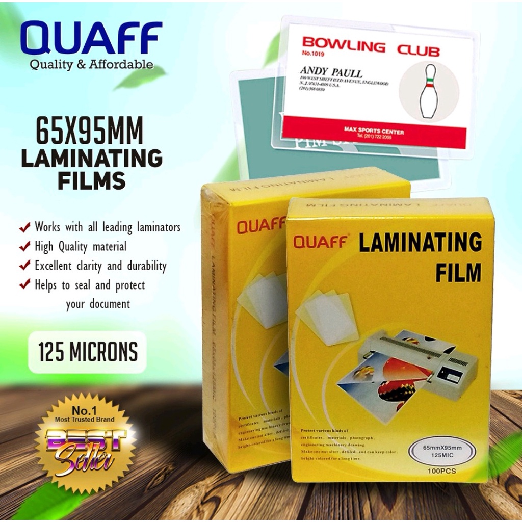 QUAFF Laminating Film ID Size 65x95mm || 80x110 || 70x100 [125 Microns ...