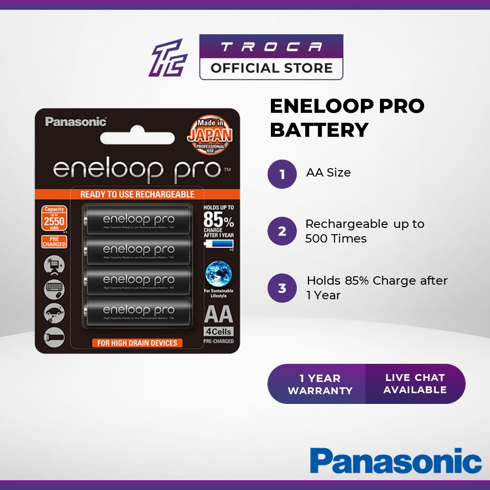 Panasonic Eneloop Pro Aa Aaa Rechargeable Battery 4 X 2550 Mah 950 Mah