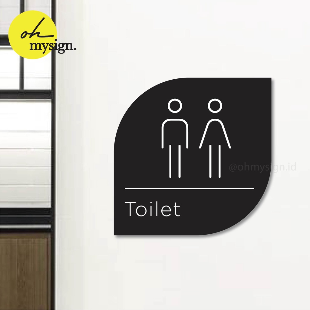 HITAM Acrylic Sign Board Acrylic Rounded Sign - Toilet - Black Base ...