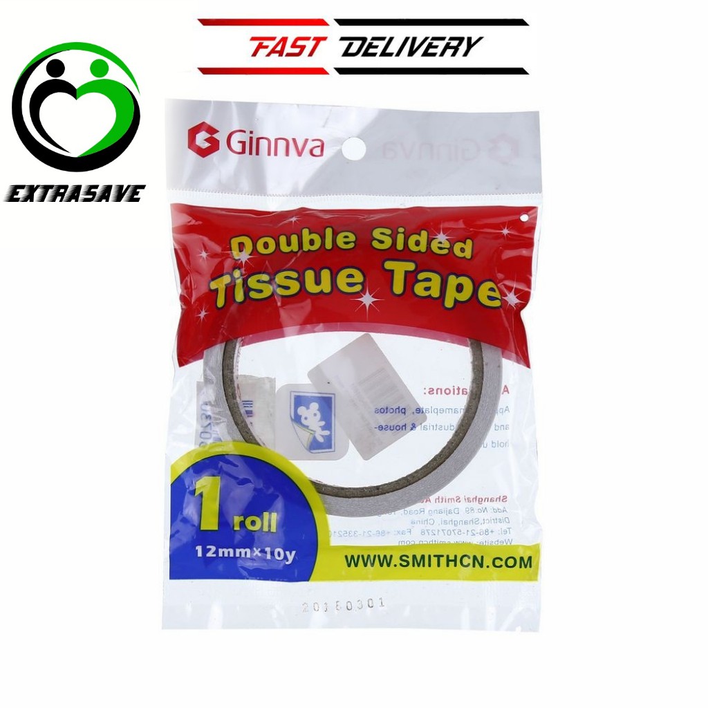 Ready Stock Double Sided Tissue Tape (12mm x 10y) Sellotape Tissue ...