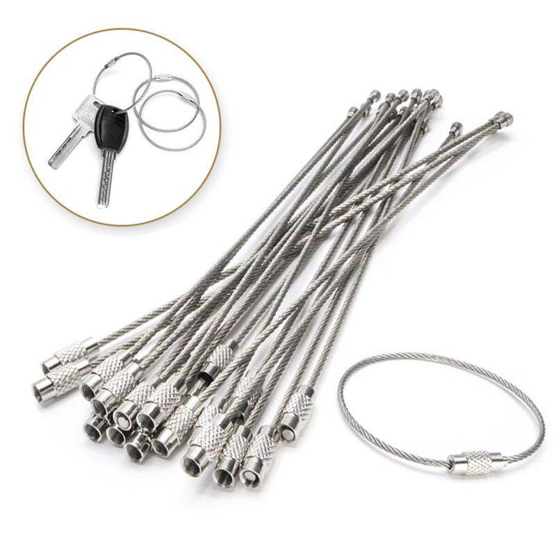 1Pcs Stainless Steel Wire Keychain Cable Rope Key Holder Keyring Key ...