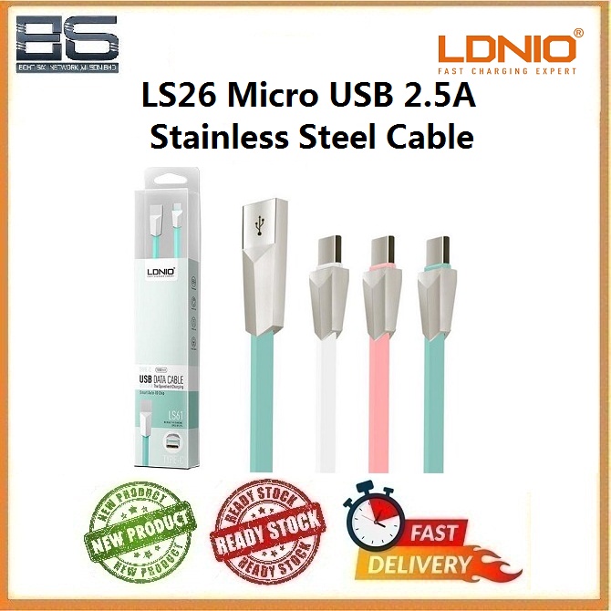 LDNIO LS26 Micro USB 2.5A Fast Charging and Data Transfer Stainless ...