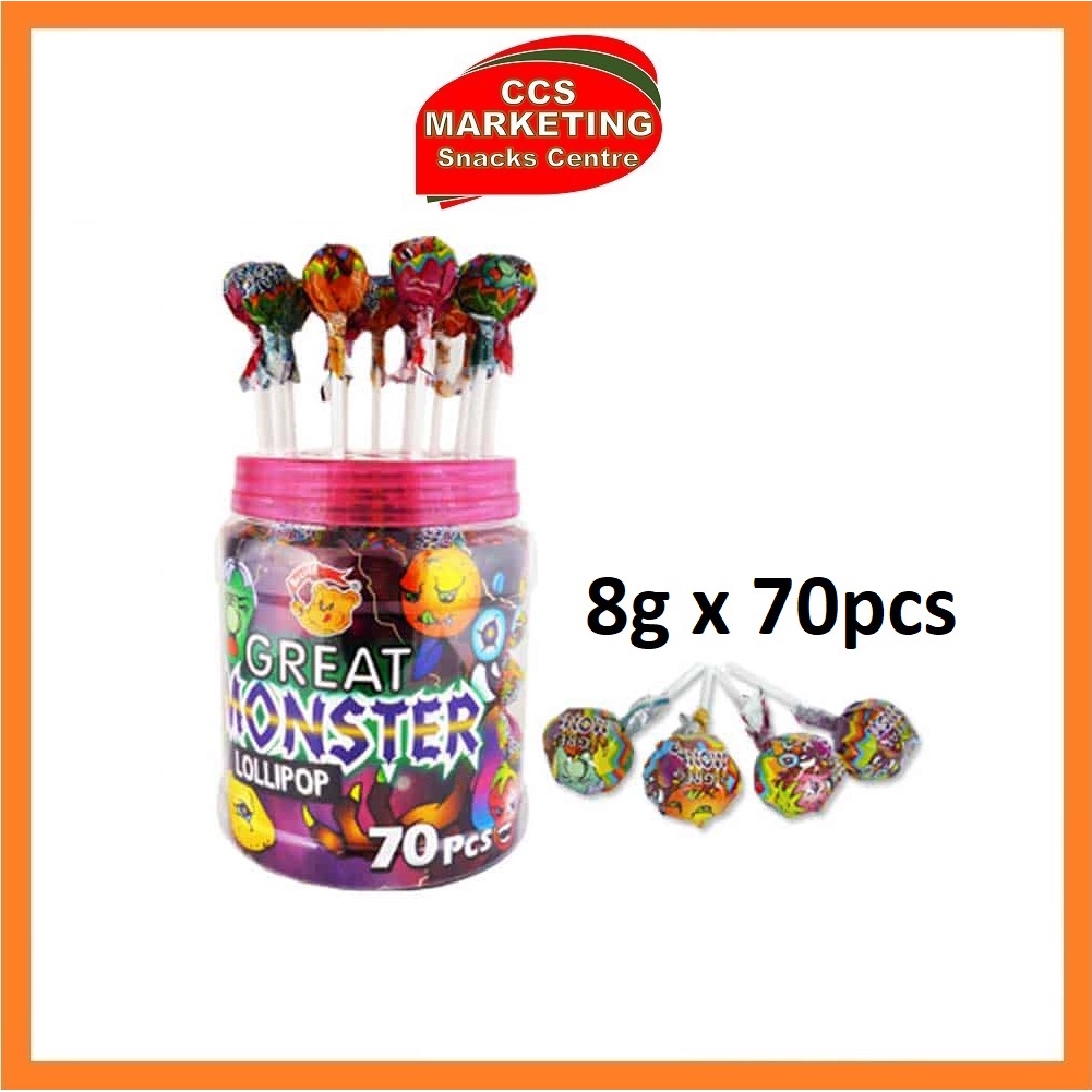 CCS Beardy Great Monster Lollipop 1 Jar ( 70pcs ) | Shopee Malaysia