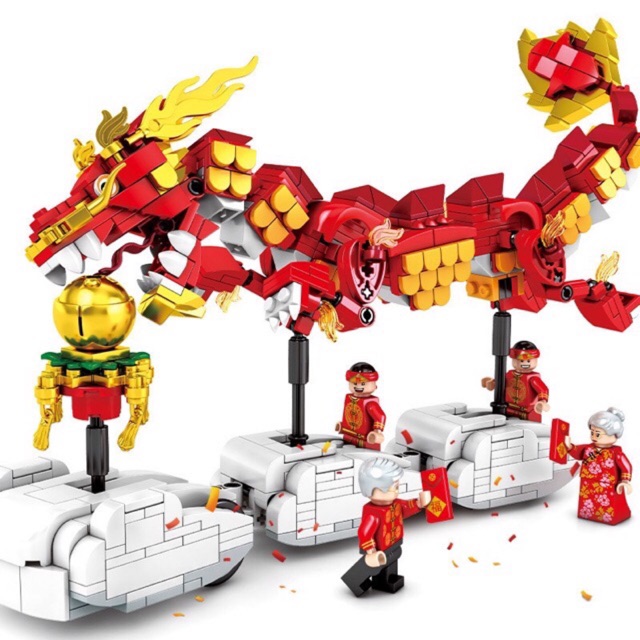 Chinese New Year Dragon Dance Building Bricks and Blocks sembo (726pcs ...