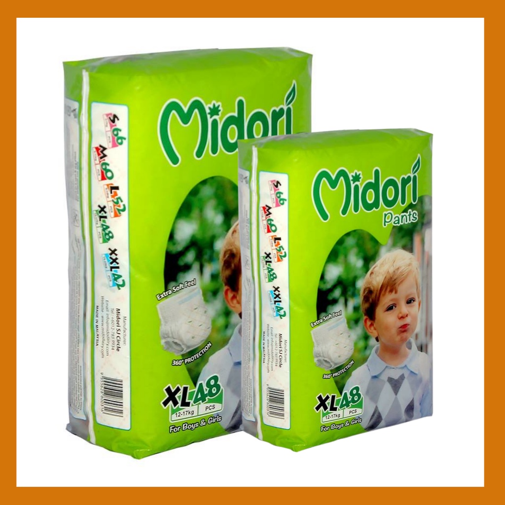 Midori Disposable Baby Diaper Pants (S66/M60/L52/XL48/XXL42) x 2 Packs ...