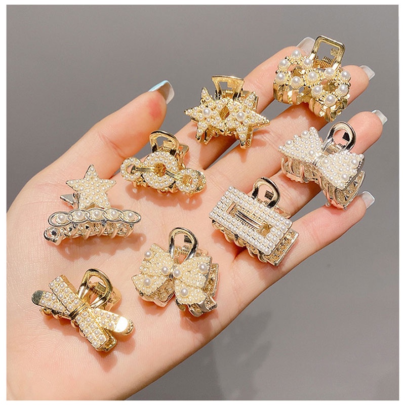 Korean Metal Small Hairpin Female Back Head Pearl Diamond Plate Hair ...