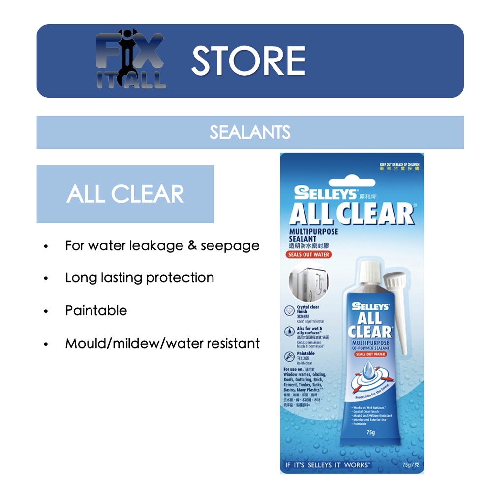Selleys All Clear 75g Tube - Multipurpose Sealant | Shopee Malaysia