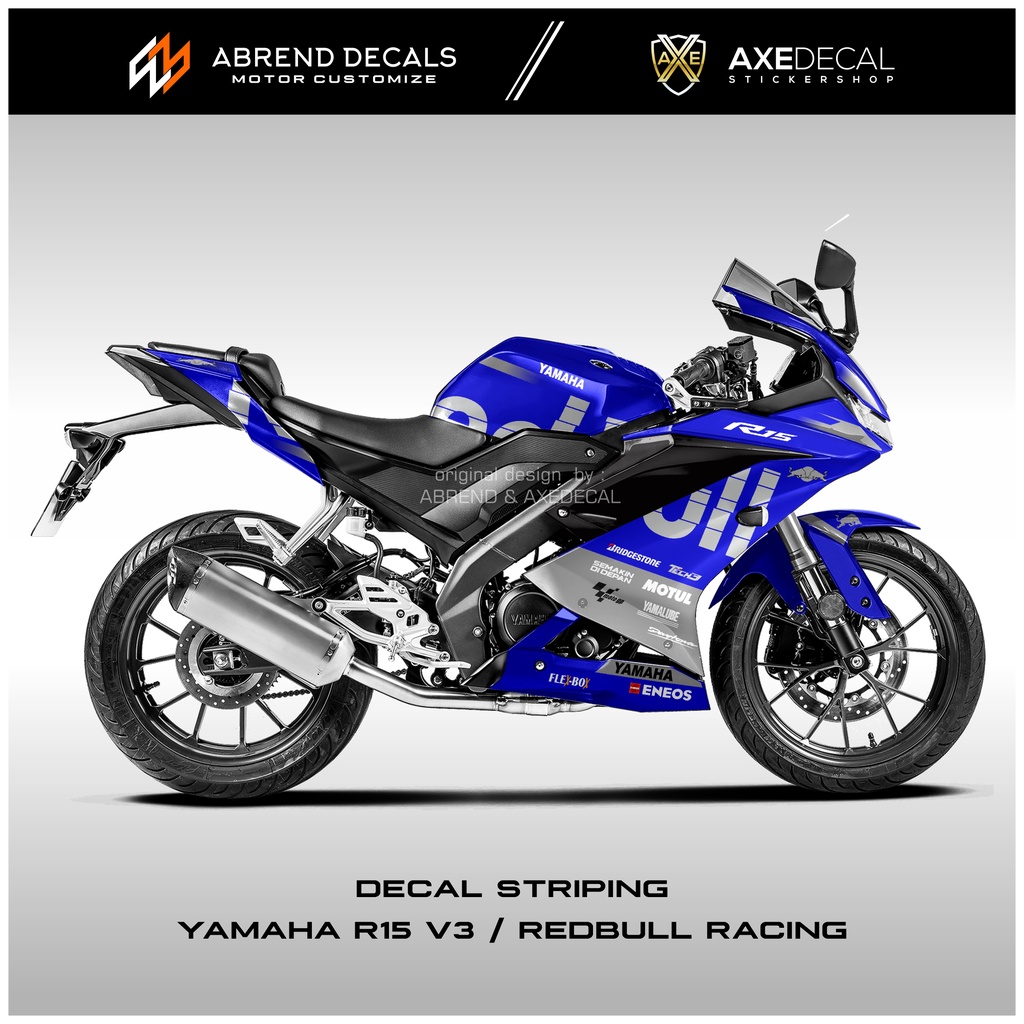 Yamaha R15 V3 REDBULL STRIPING / R15 V3 MOTORCYCLE STICKER / STOCK ...