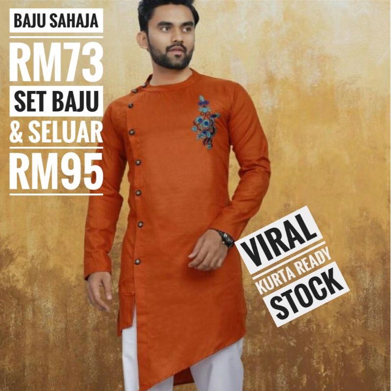 Men Shirt Kurta Pyjama Cross Style Jippa Celebrity Men Baju Melayu ...