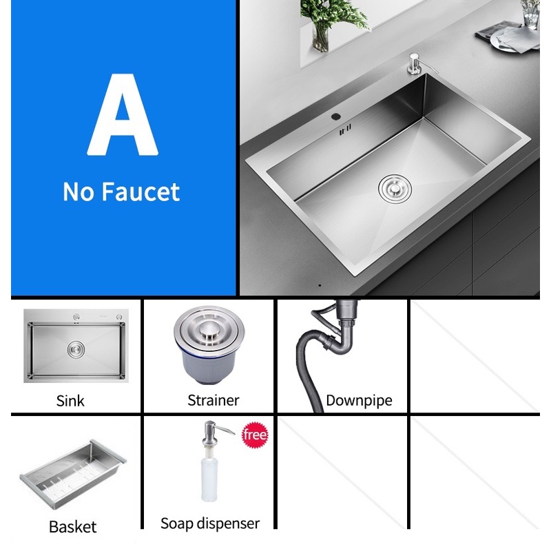 Singki Dapur Nano Sinki 304 Stainless Steel Handmade Single Bowl ...