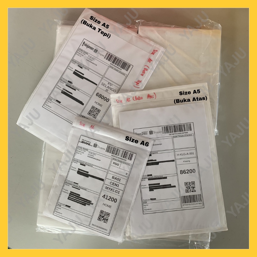 【YAJU!】10pcs/100pcs A5 & A6 Airwaybill Pocket Consignment Note Pocket ...