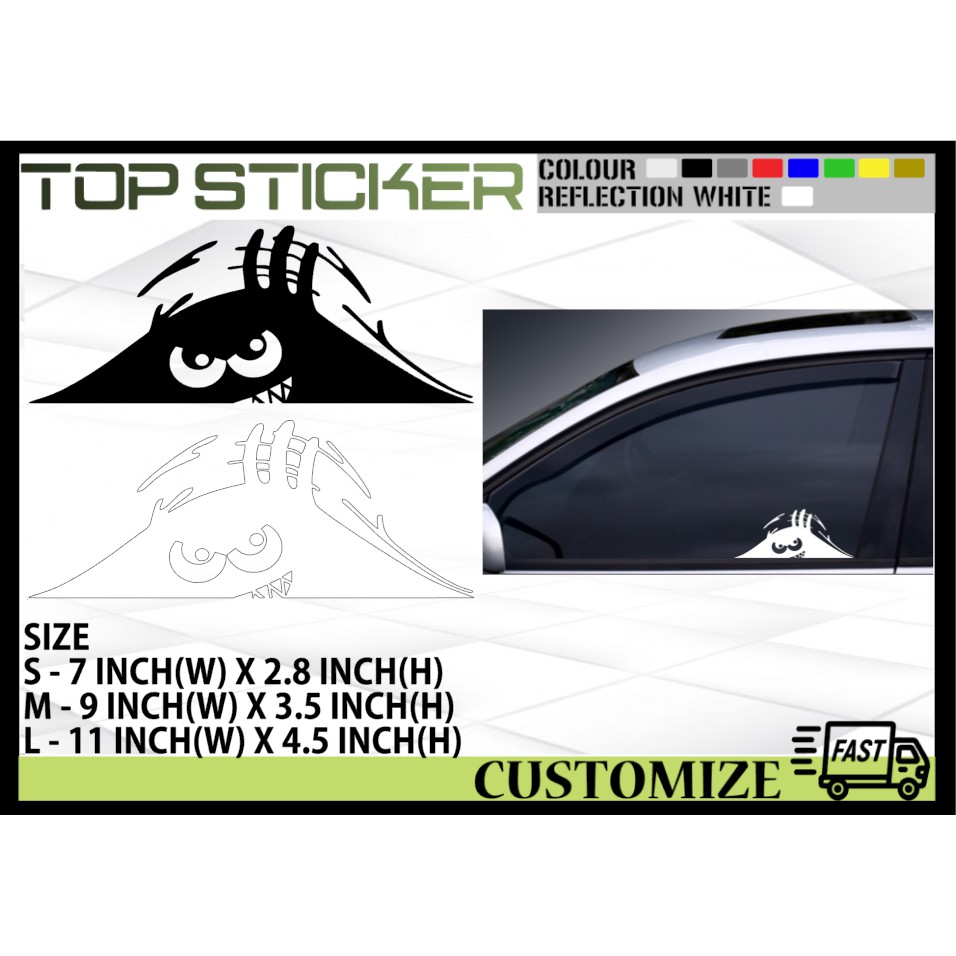 FUNNY PEEKING MONSTER TYPE 3 CAR STICKERS KERETA STICKER | Shopee Malaysia