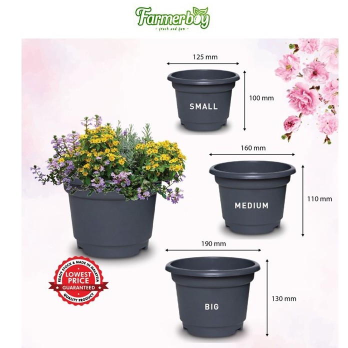 Felton Grey Round Flower Pot FBL 2591 / 2592 /2593 Series / GARDENING ...