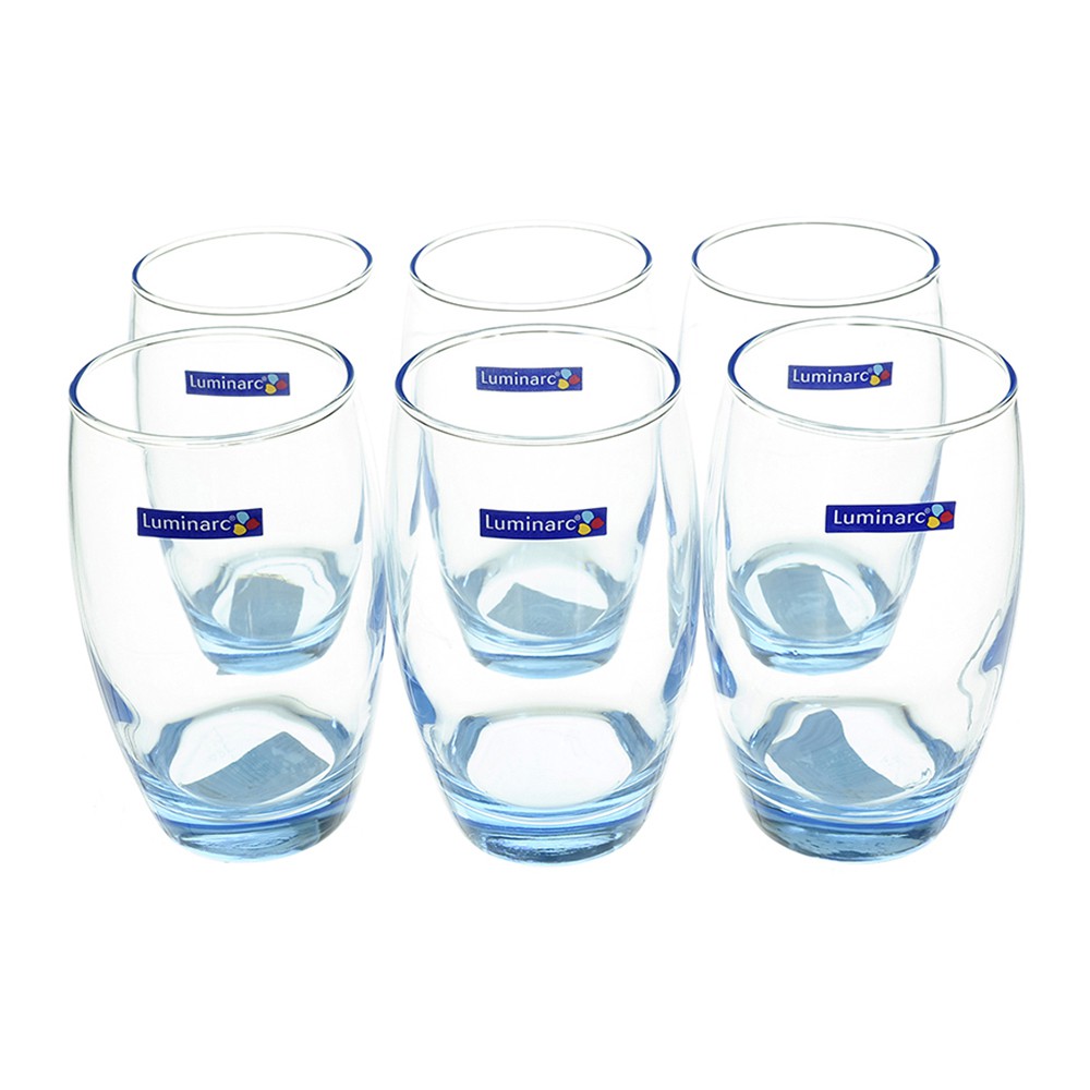 Set of 6 tall glass cups Luminarc Salto Ice Blue 350ml J1585 | Shopee ...