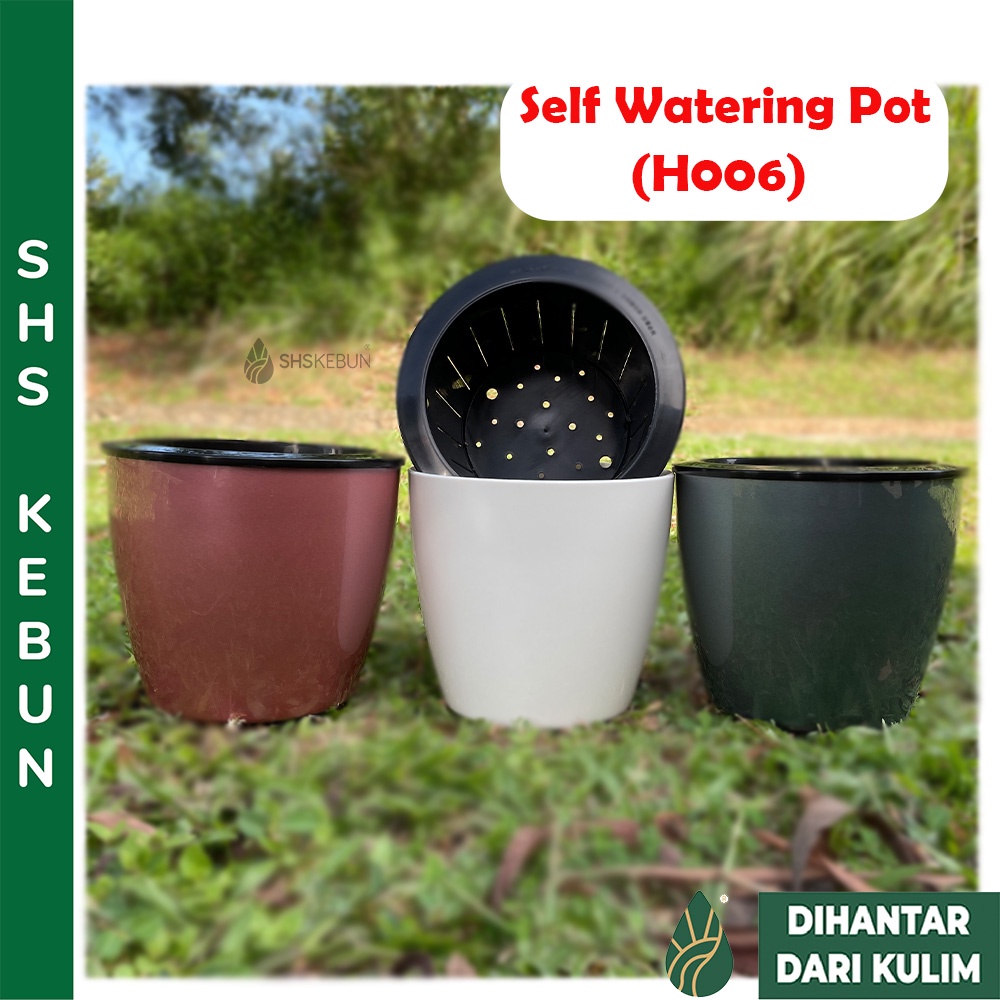 Pasu Bunga Bulat Bersumbu H006 H007 Hydroponic Indoor Pot Self Watering ...