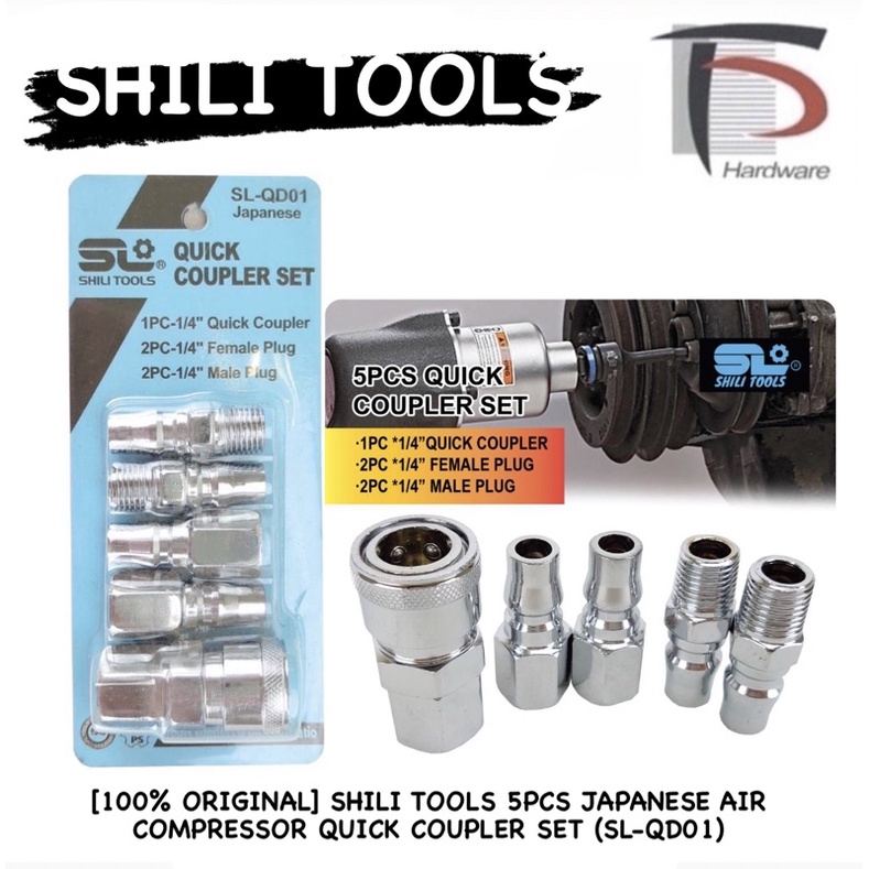 [100% ORIGINAL] SHILI TOOLS 5PCS JAPANESE AIR COMPRESSOR QUICK COUPLER ...