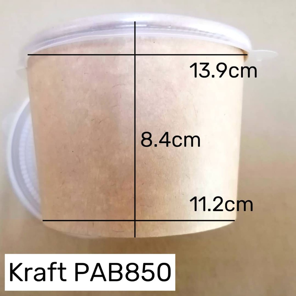 50pcs Disposable Kraft Brown Bowl & Paper Porridge/Soup Tub Bowls with Flat lid/penutup rata ...