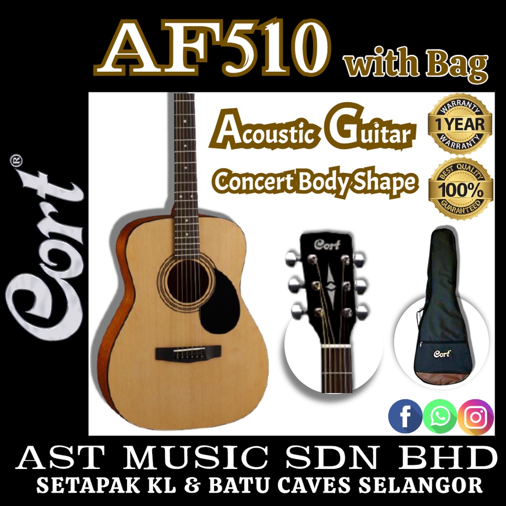 Cort AF510 Acoustic Guitar with Bag - Open Pore Natural ( AF 510 / AF ...