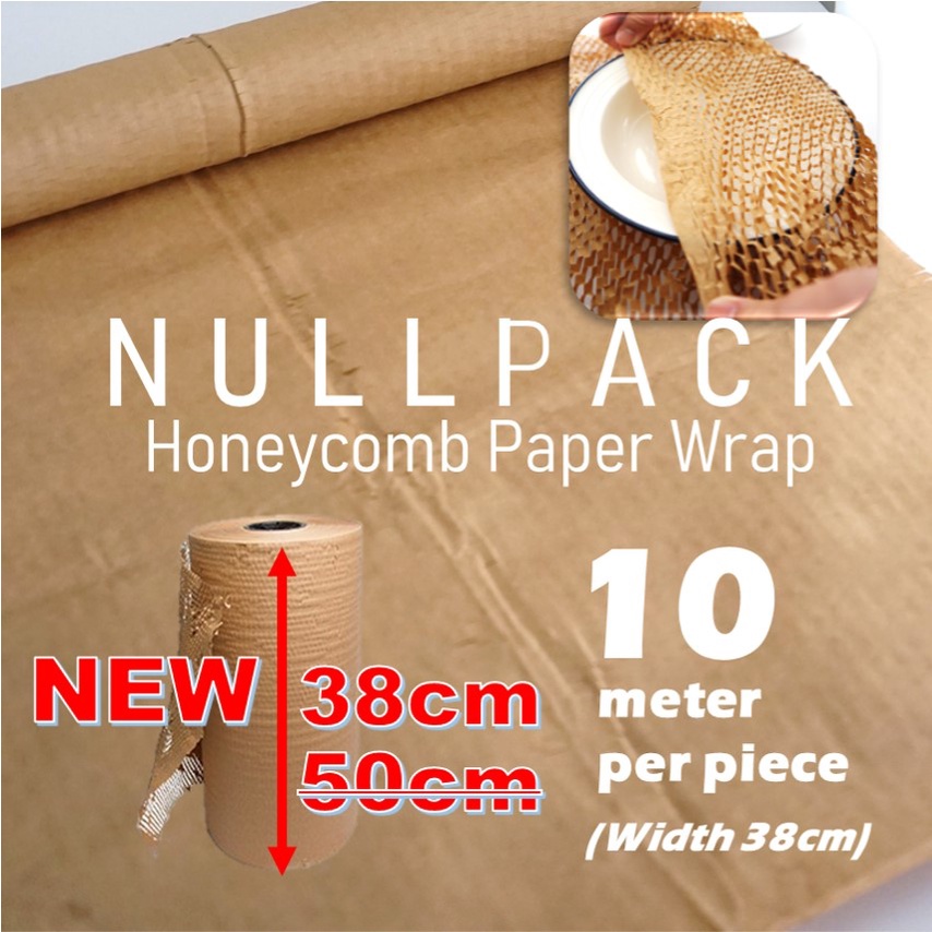 NULLPACK (38cm x 10m) Biodegradable Honeycomb Paper Wrap 80g Kraft ...