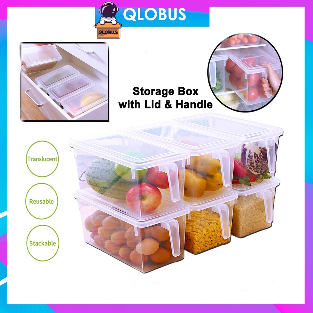 QLOBUS Fridge Storage Box Organizer With Lid Handle Container ...