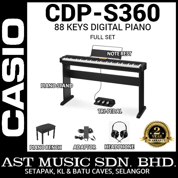 Casio CDP-S360 88 Keys Full Set Digital Piano – Black ( CDPS360 / Cdp-s360 ) | Shopee Malaysia