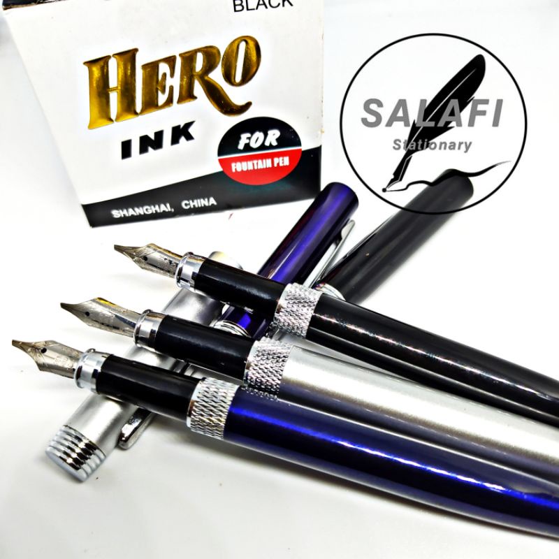 HITAM Kalam nib Calligraphy pen 0.8 Mm fountain pen A set Of Black hero ...