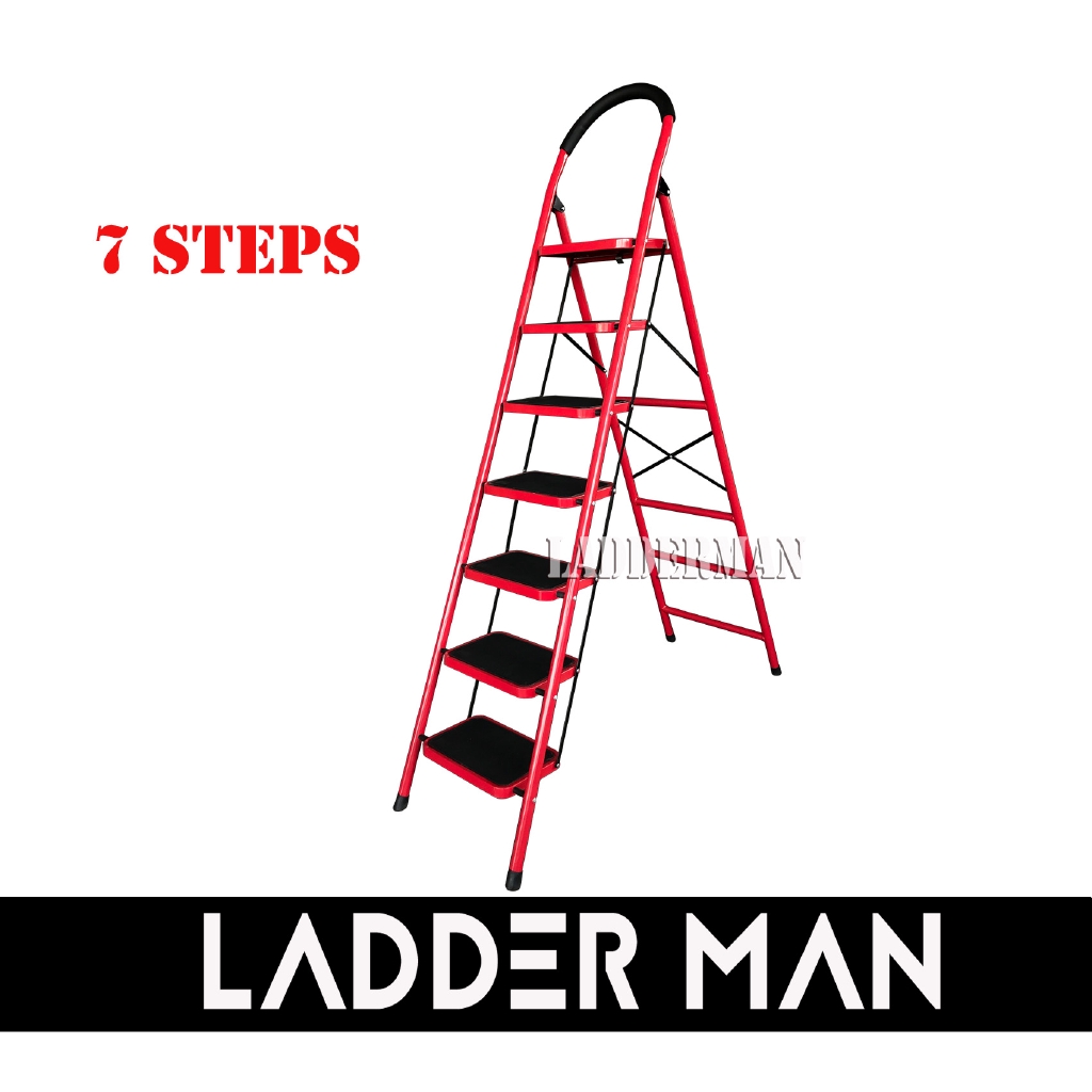 Heavy Duty Ladder Tangga Lipat 7 Steps With Hand Grip Thick Steel ...