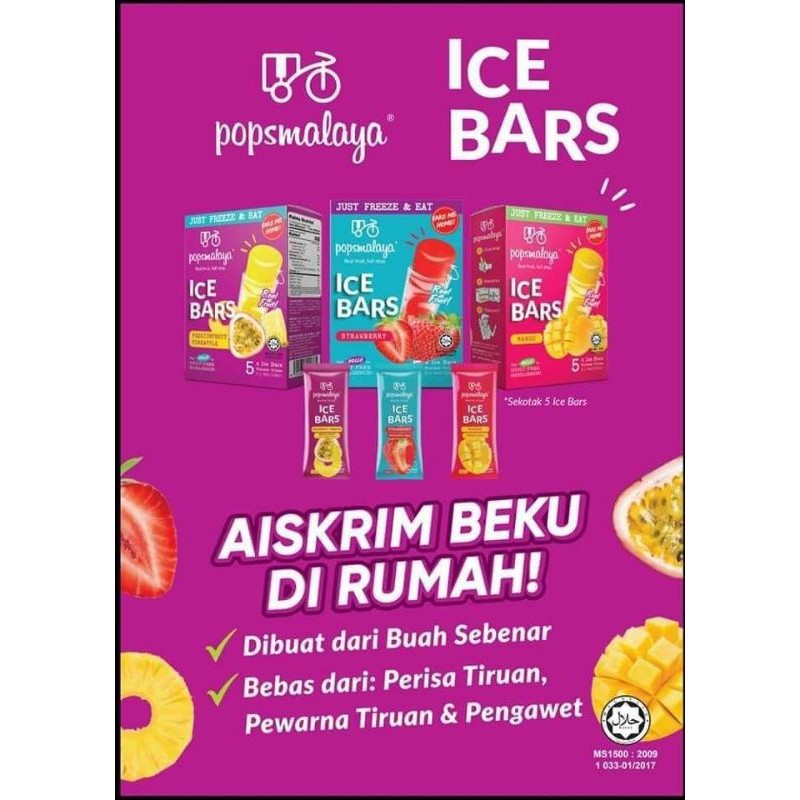IceBars PopsMalaya the Real Fruit Icecream Viral just Freeze n Eat 3 Flavour | Shopee Malaysia
